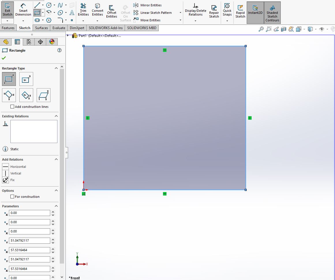 Solidworks rectangle tool | Lunatic Laboratories