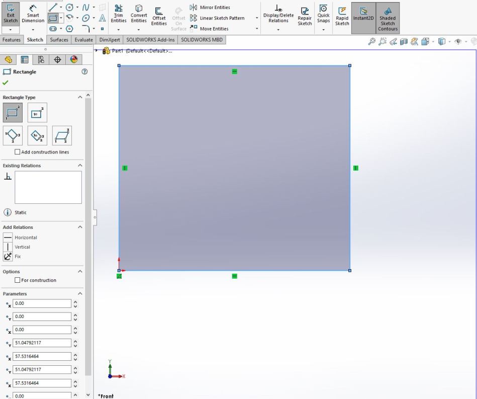 Solidworks rectangle tool | Lunatic Laboratories