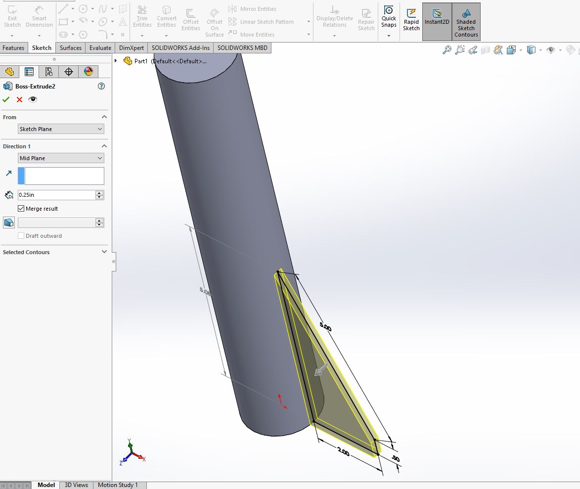 Solidworks – fin sketch | Lunatic Laboratories